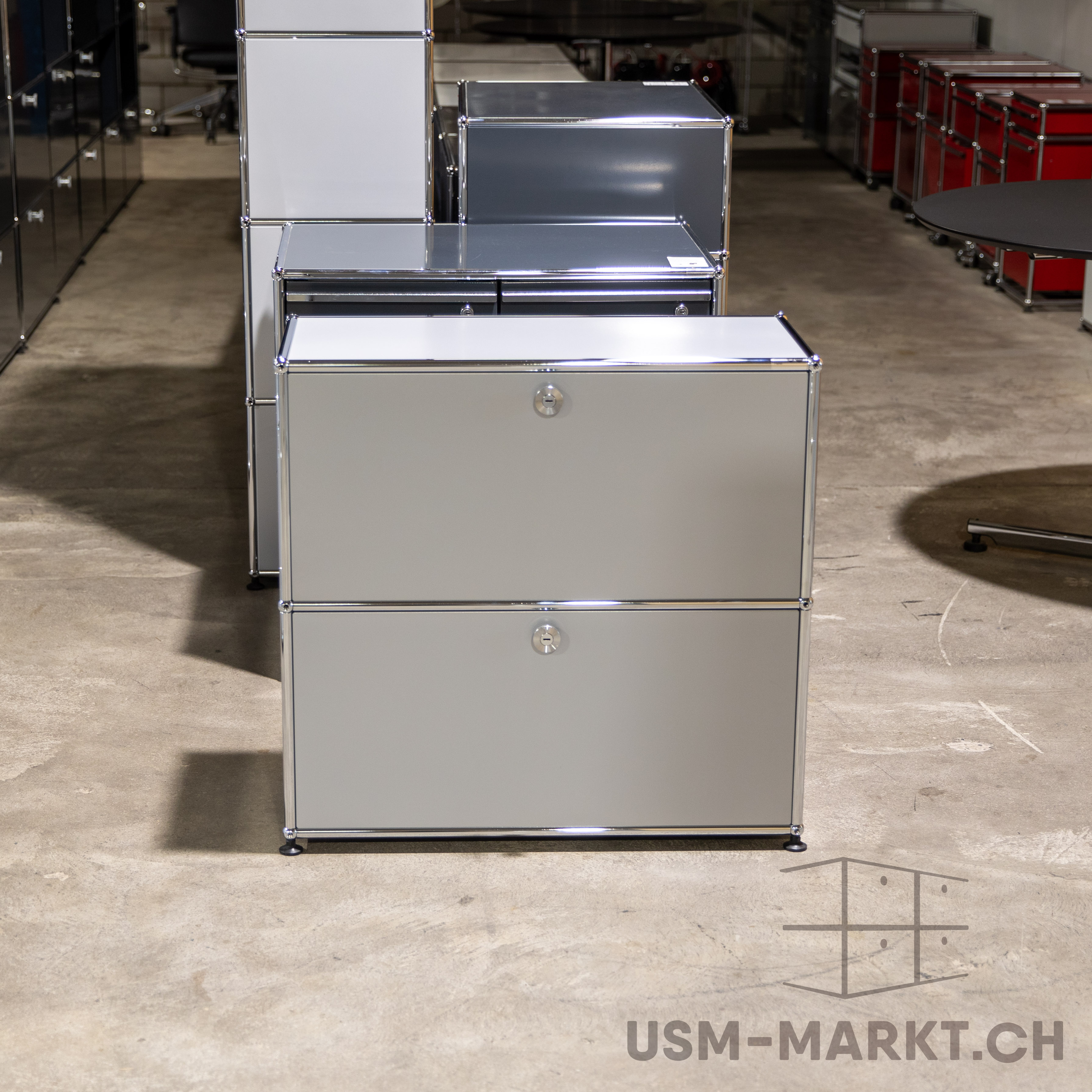 USM Haller Regal1x2 Mattsilber | USM-Markt